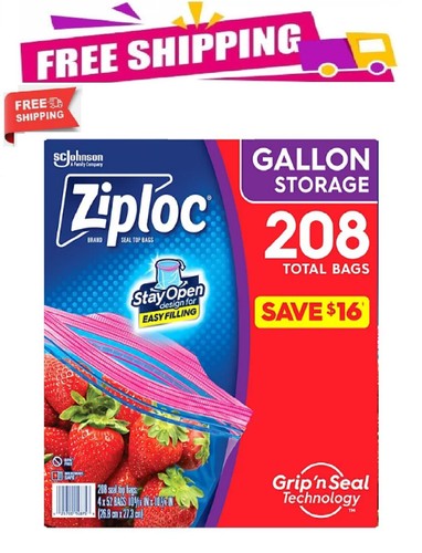 Ziploc Gallon Storage Bags with New Stay Open Design, 208 ct. FREE ...