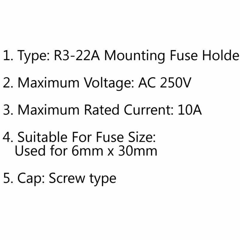 4x SCI R3-22 Panel Mount Chassis Fuse Holder For 6x30mm Glass Fuses 10A ...
