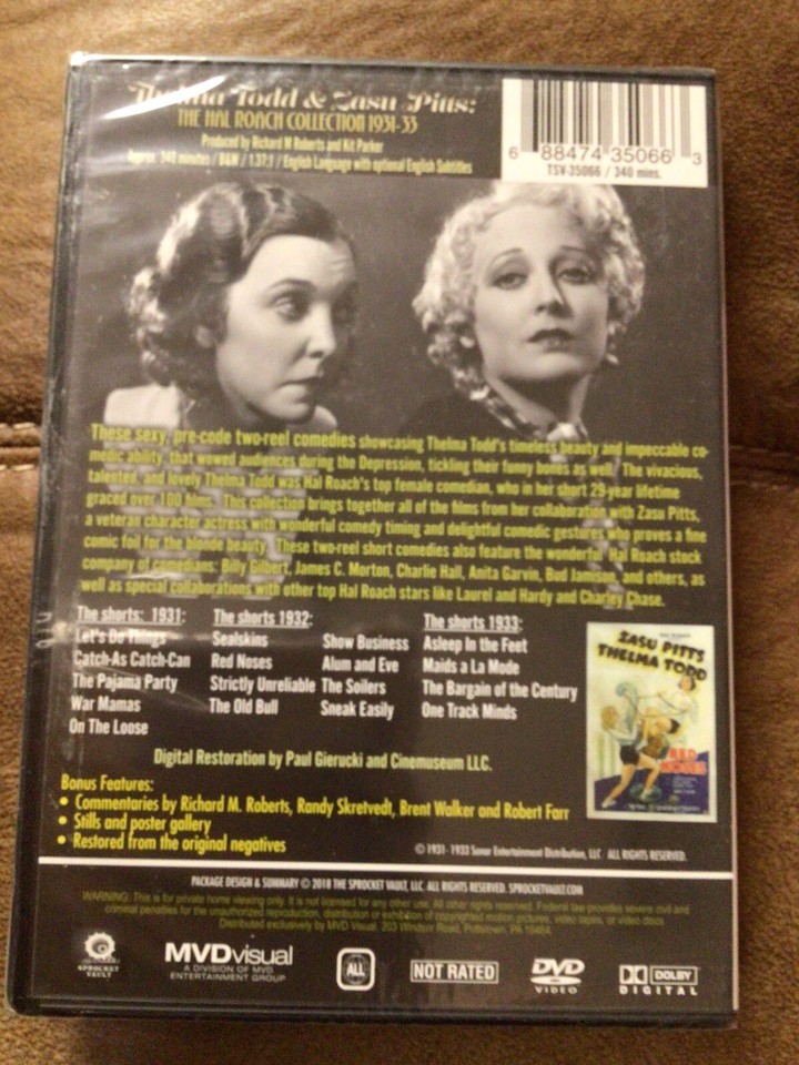 Thelma Todd & ZaSu Pitts: The Hal Roach Collection: 1931-33 (DVD, 1931 ...
