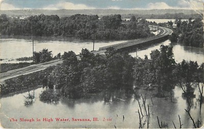 1920 The Slough In High Water, Savanna, Illinois Postcard | eBay