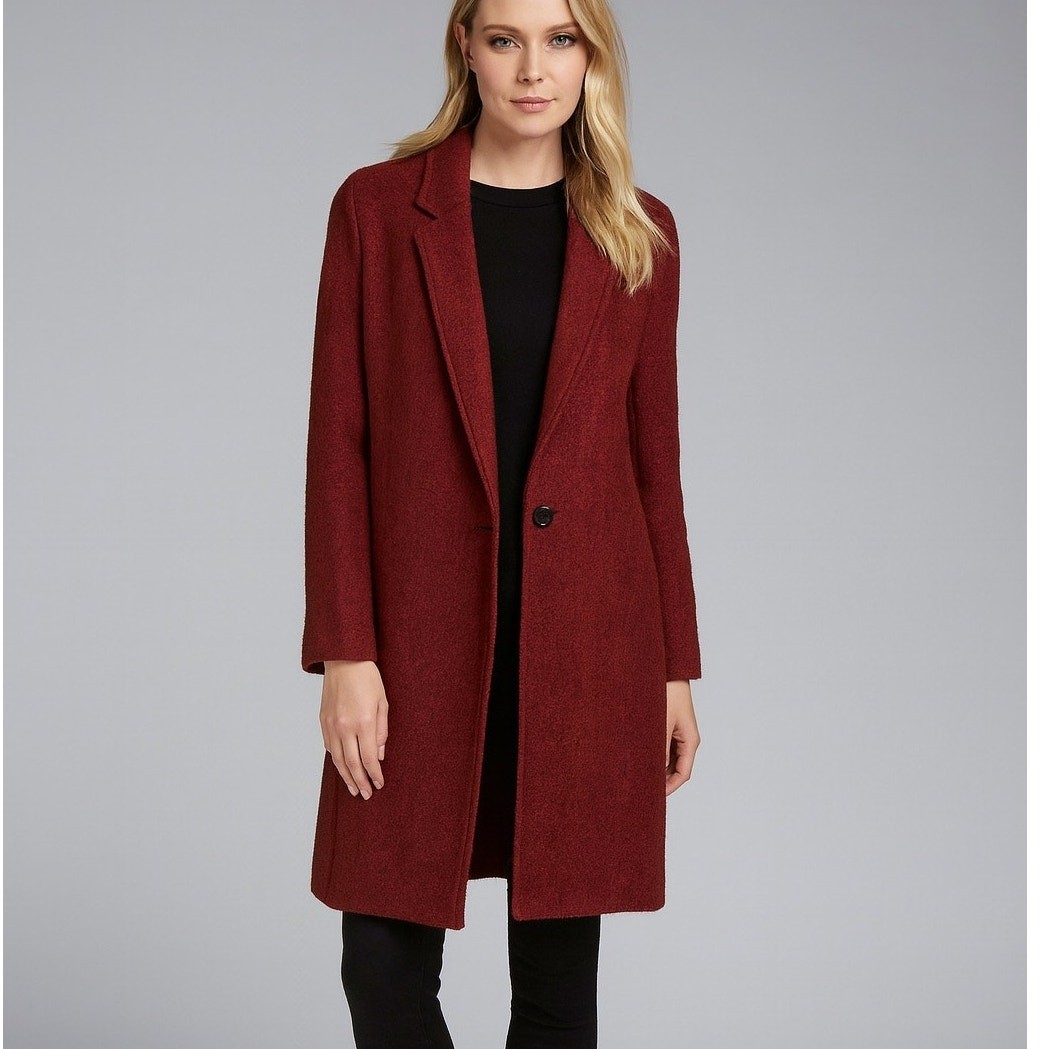 Rachel Zoe Wool Terracotta Red Long Coat - Gem