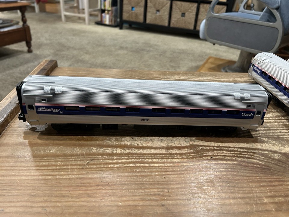 MTH AMTRAK AMFLEET 3 CAR PASSENGER SET O SCALE NORTHEAST DIRECT AMFLEET ...