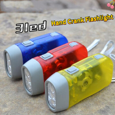 LED Hand Crank Flashlight No Battery Self Powered Charging Torch Dynamo ...