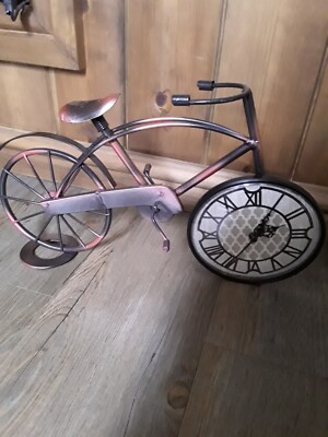 Metal Mantel Piece Clock Bar Man Cave - Bicycle Bike Vintage Looking ...