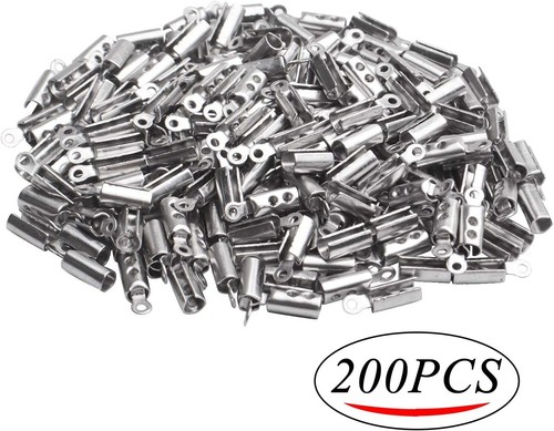 Fold Crimp Ends200Pcs Stainless Steel Fold over Crimp Cord Ending Clasp ...