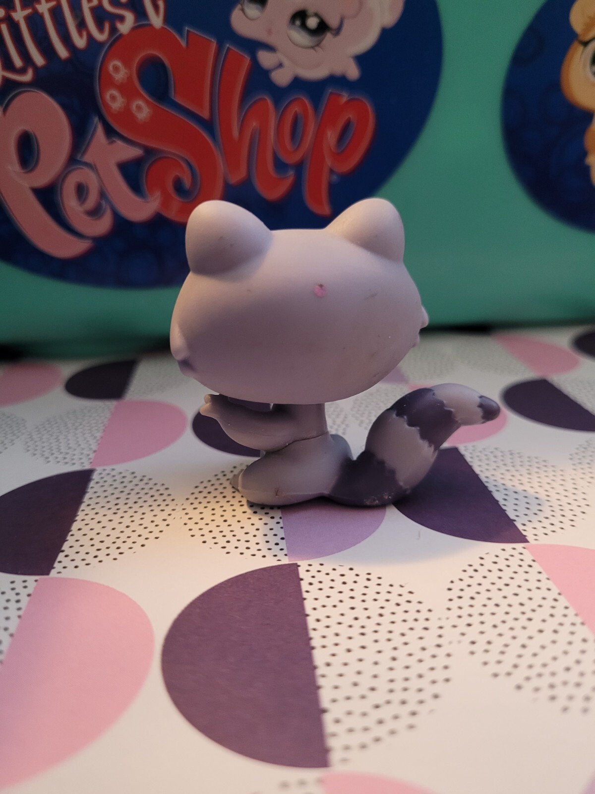 Littlest Pet Shop LPS 597 Raccoon Lavender Purple Yellow Pink Eyes ...
