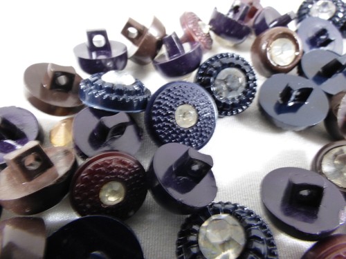 Vintage 1960's lot of 100 black brown plastic buttons with crystal | eBay