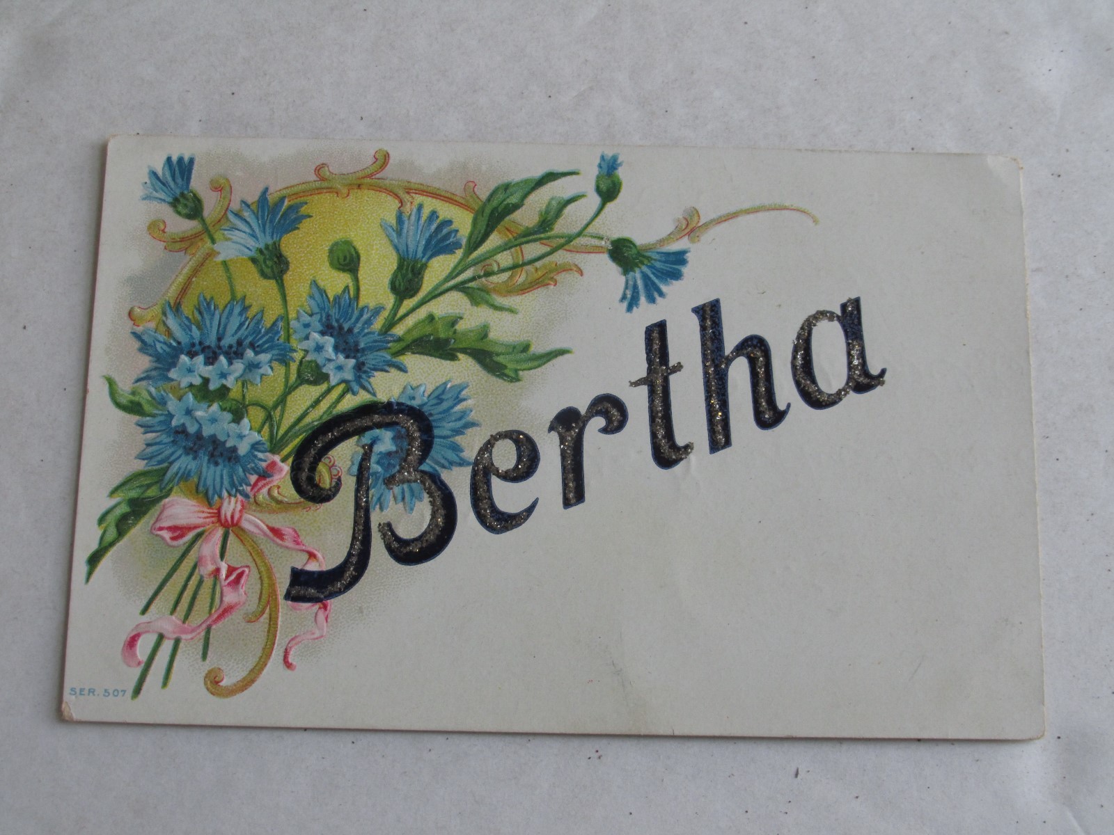 G660 Postcard Vintage Name Bertha Flowers | eBay