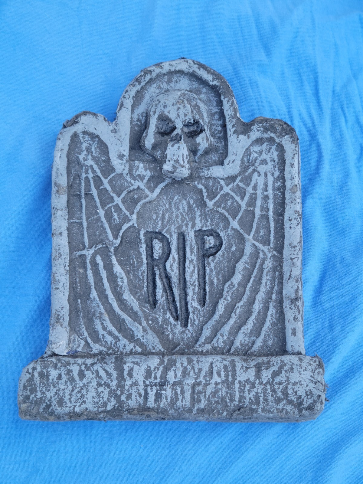 Vintage Style Paper Mache Halloween Tombstone Headstone 7.5" Skull RIP ...
