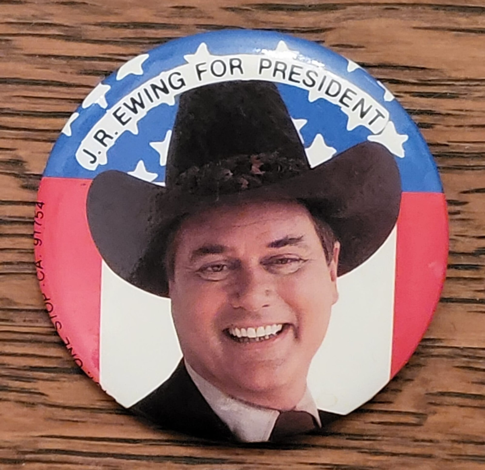 1980 JR Ewing For President Button Dallas TV Show Pin Pinback Political ...