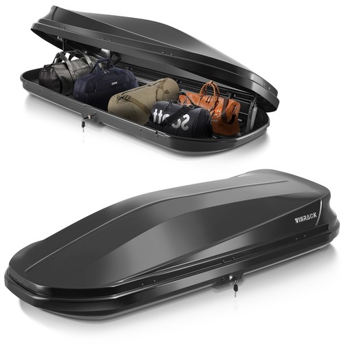 22 Cu. Ft. Hard Shell Rooftop Cargo Box Luggage Carrier w/ Keys, Dual ...