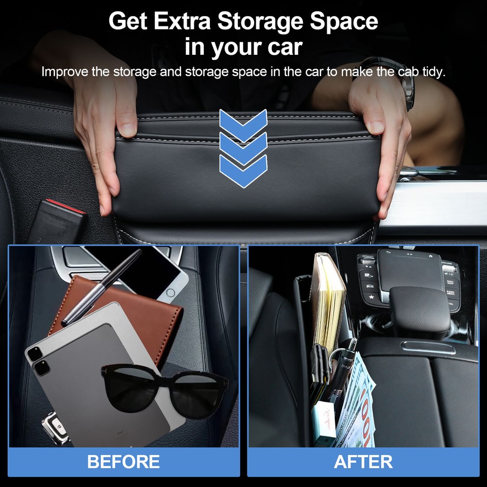 2x Car Seat Gap Organizer Auto Seat Storage Box Gap Filler Side Pocket ...