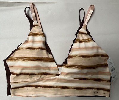 NWT DANSKIN INTIMATES 1 MULTI STRIPE 1 BROWN BRA DS2903 SIZE LARGE $48 ...