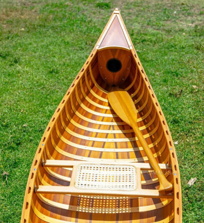 Large Display Cedar Strip Built Canoe 10' Wooden Model Boat Woodenboat ...