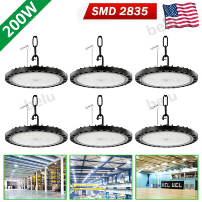 6 Pack 200W UFO Led High Bay Light Factory Warehouse Commercial Light ...