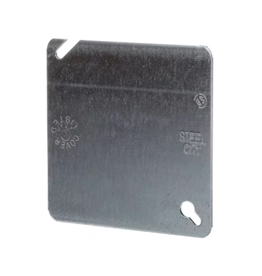 4 in. Square Metal Electrical Box Flat Cover, Durable Galvanized Steel ...