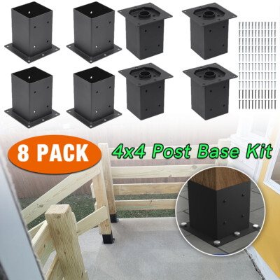 8 Pack Heavy Duty 4x4 Post Base Kit for Deck, Fence, Mailbox, Pergola ...