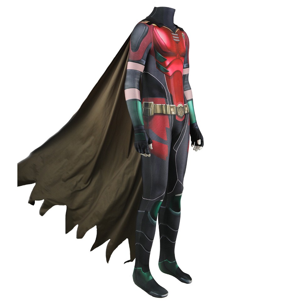 New Robin Jumpsuit Nightwing Bodysuit Cloak Cosplay Costume Halloween ...