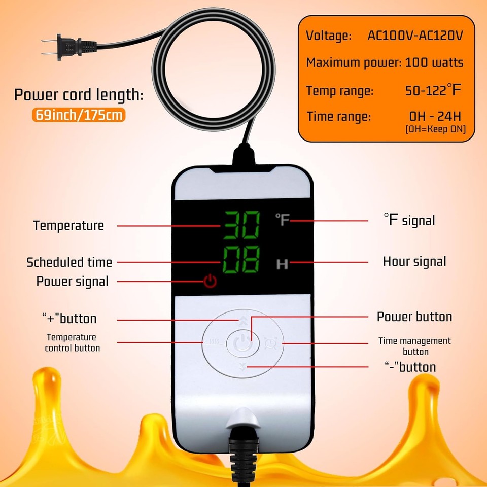 5 Gallon Honey Bucket Heater, Heated Bucket with Bottom & Side Heating ...