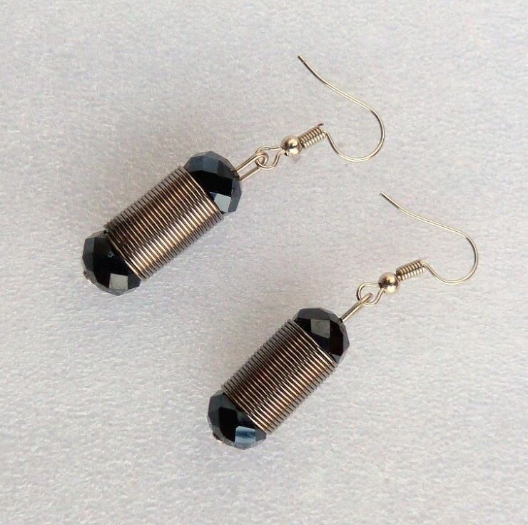 (Pack of 3) 3X Black Silver Spring Metal Beaded Hook Dangle Drop Women ...