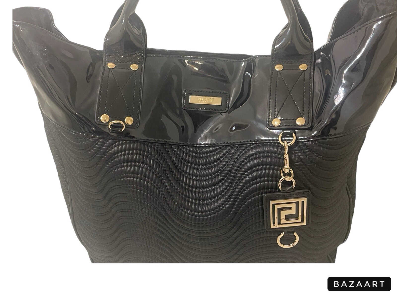 Versace Perfume Large Tote Bag Black Patent Trim | eBay