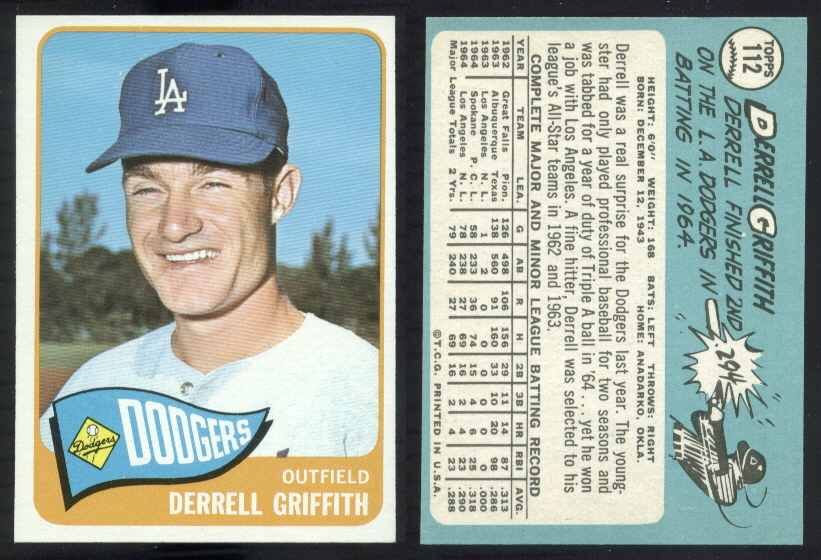 (36319) 1965 Topps 112 Derrell Griffith Dodgers-NM | eBay