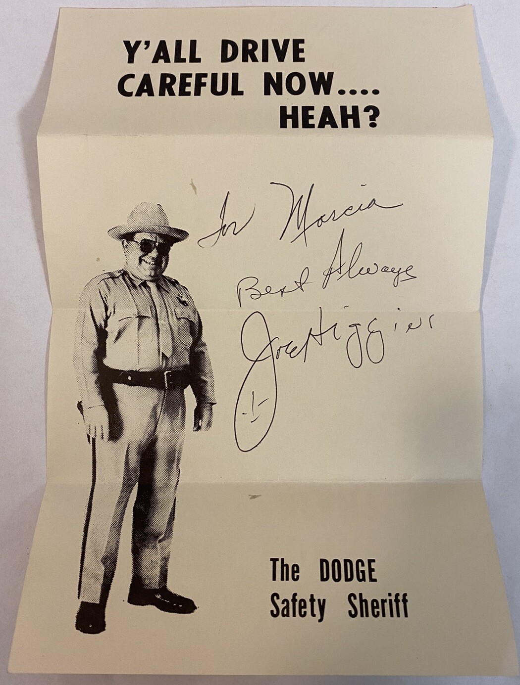 ORIGINAL JOE HIGGINS DODGE SAFETY SHERIFF POSTER Auto MOPAR HISTORY ...