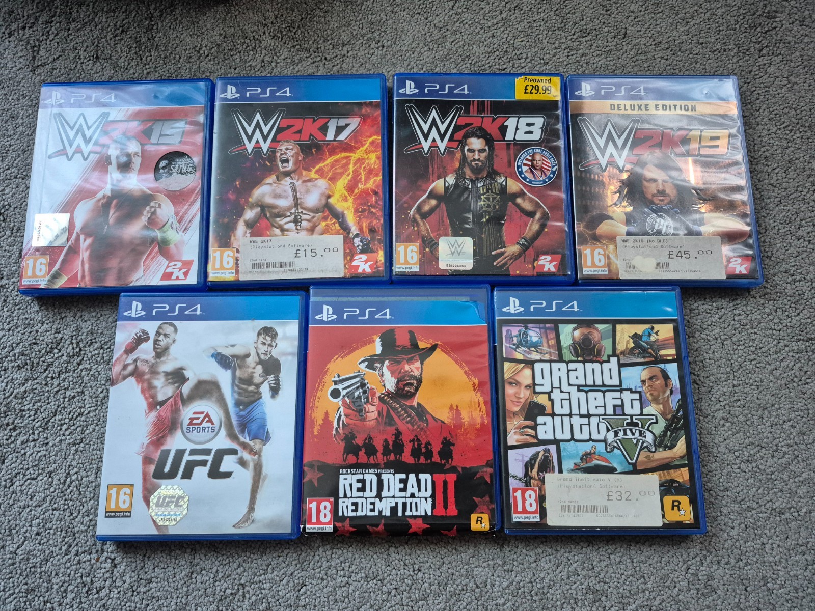 PS4 Playstation 4 game bundle, WWE / W2K / Red Dead Redemption 2 / UFC ...