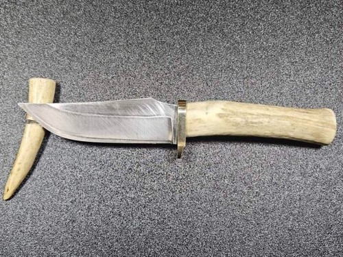 hand forged-leaf spring steel-whitetail antler handle-brass guard ...