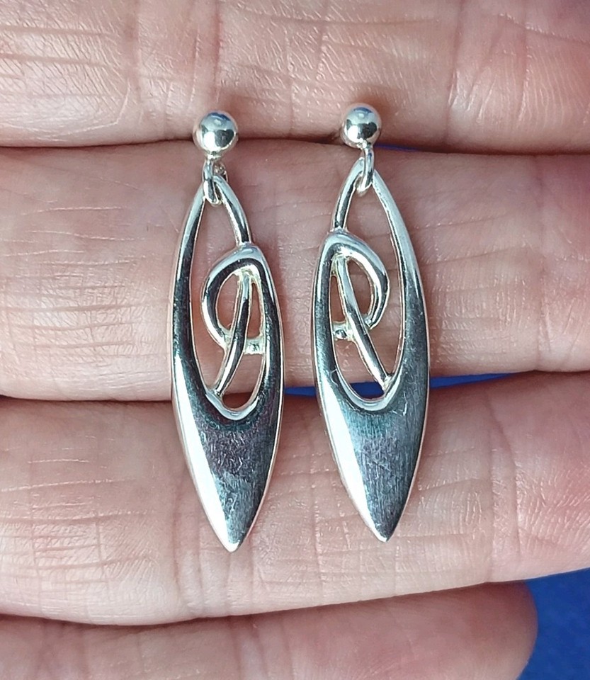 Pair Malcolm Gray Ortak Sterling Silver Art Nouveau Knot Dangle Drop ...