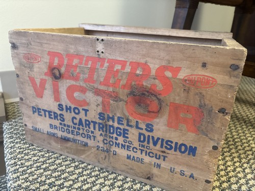 Vintage Wood Shotgun Shell Crate Peters Cartridge Victor 12 Gauge Box ...