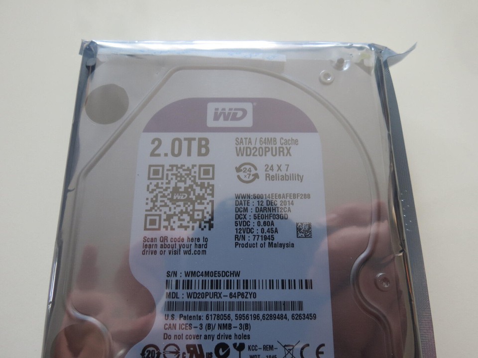 Western Digital Purple WD20PURX 2TB 5400RPM 64MB SATA 6Gb/s 3.5" Hard ...