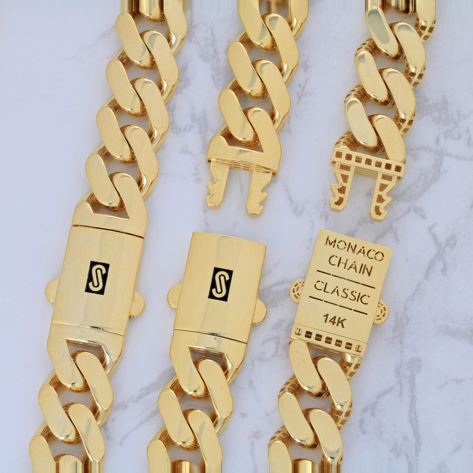 14K Yellow Gold Miami Cuban Royal Monaco Chain 5mm-17mm Necklace ...