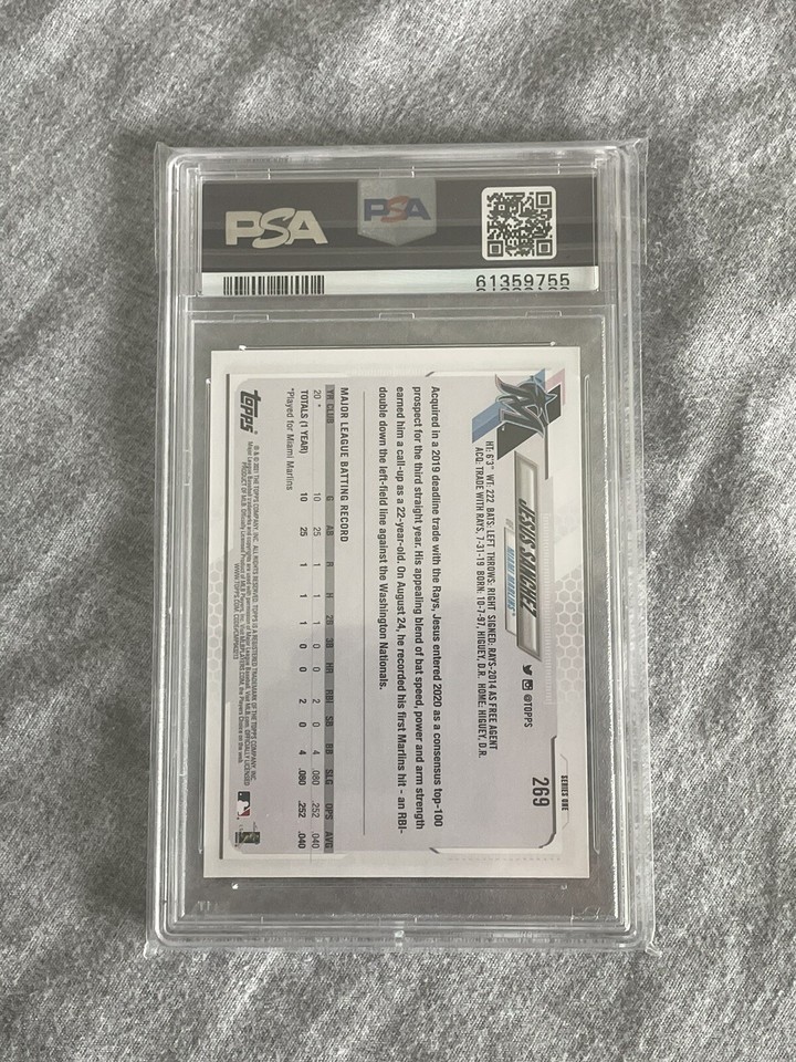 2021 Topps Jesus Sanchez RC True Rookie Card PSA 10 Miami Marlins #269 ...