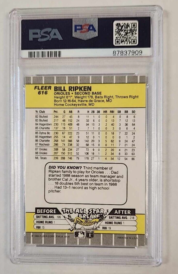 Bill Ripken 1989 Fleer Black Scribble Over Error #616 PSA 10 GEM MT | eBay