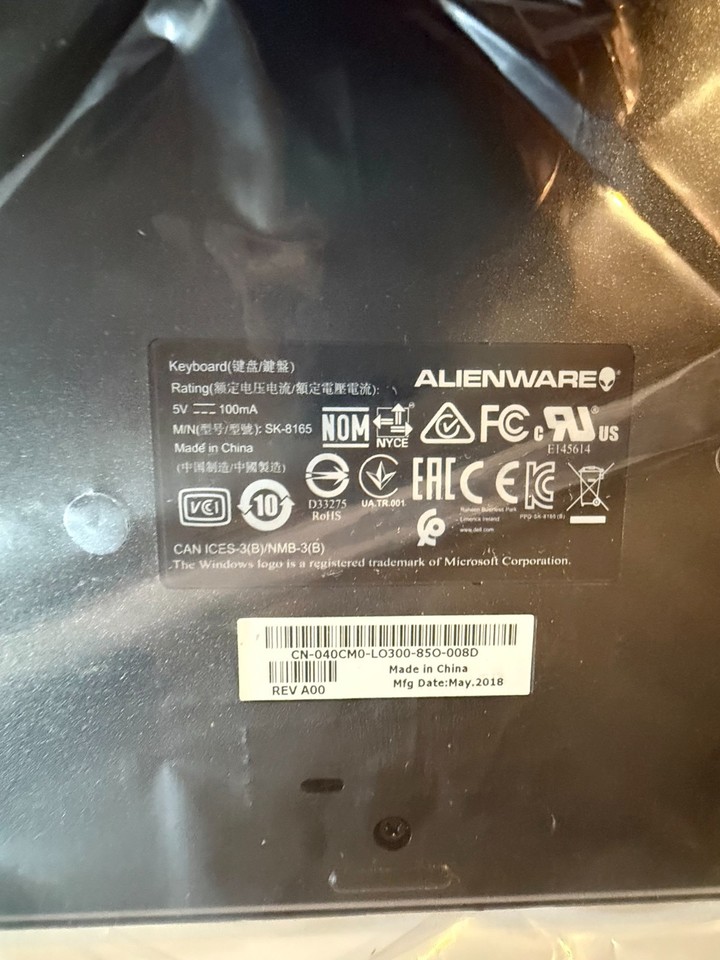NIB NEW BOX - Dell Alienware Multimedia Black USB Keyboard 40CM0 SK ...