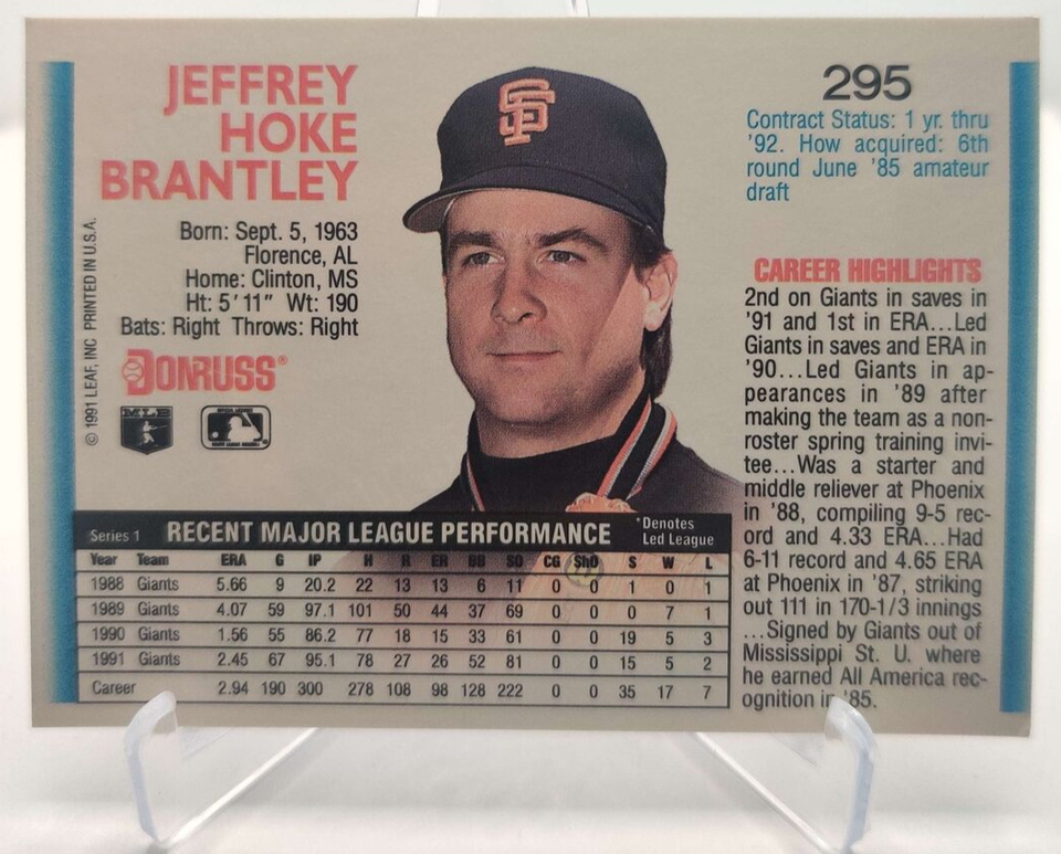 1992 Donruss #295 Jeff Brantley San Francisco Giants Baseball Card | eBay