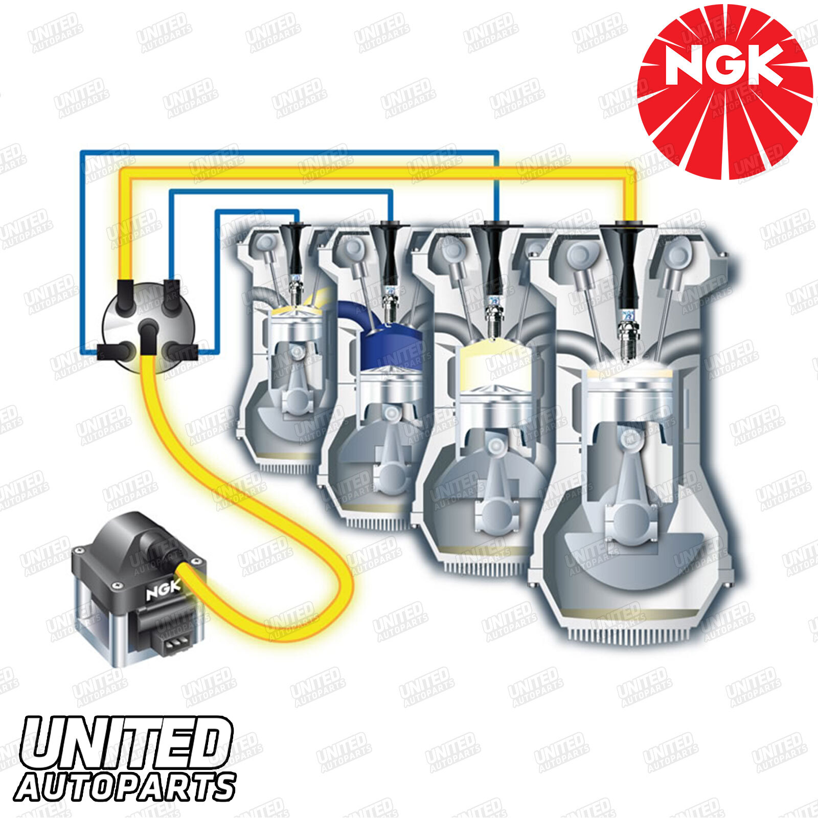 NGK 4 Spark Plugs + 4 Igniton Coils for Nissan Tiida C11 X-Trail T31 ...