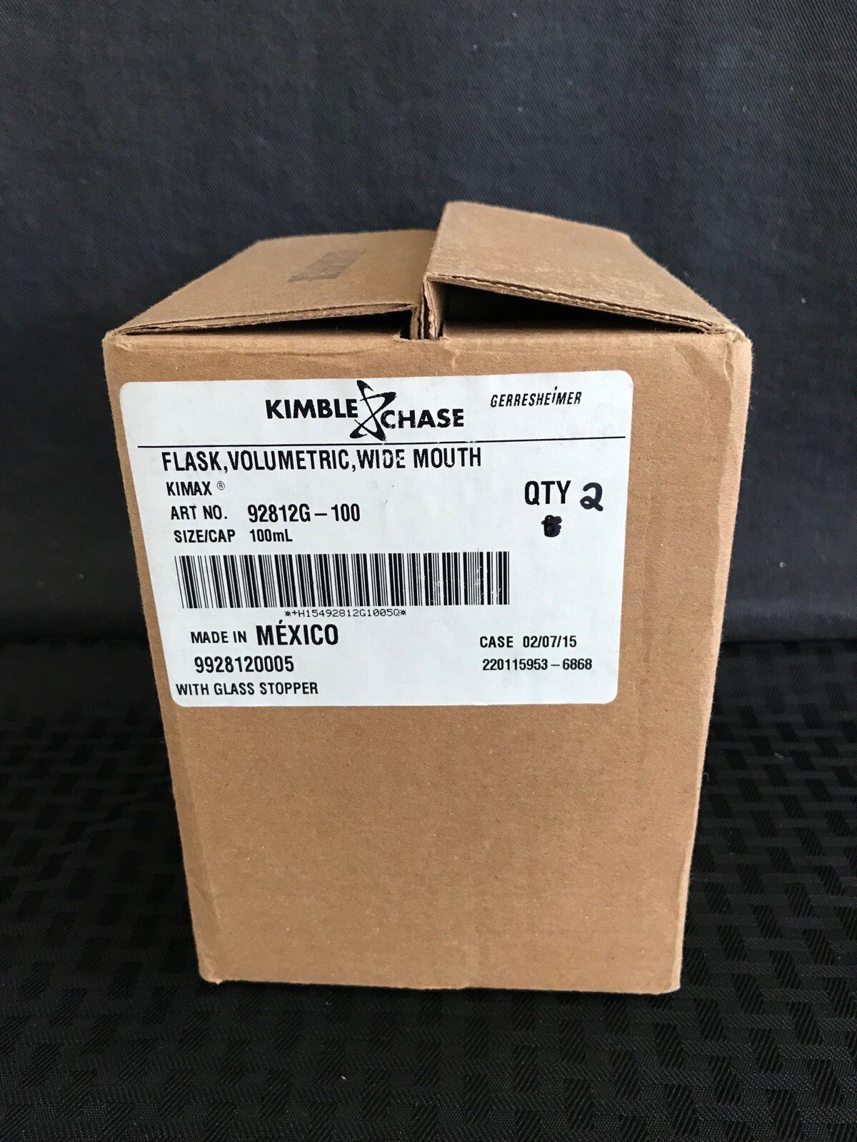 New (2) KIMAX 100mL Class A TC Wide Mouth HD Glass Volumetric Flask #13 ...