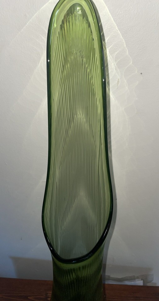 32” Large L E Smith Nubby Butt Swung Floor Vase, 1960s 14” Mouth /W ...