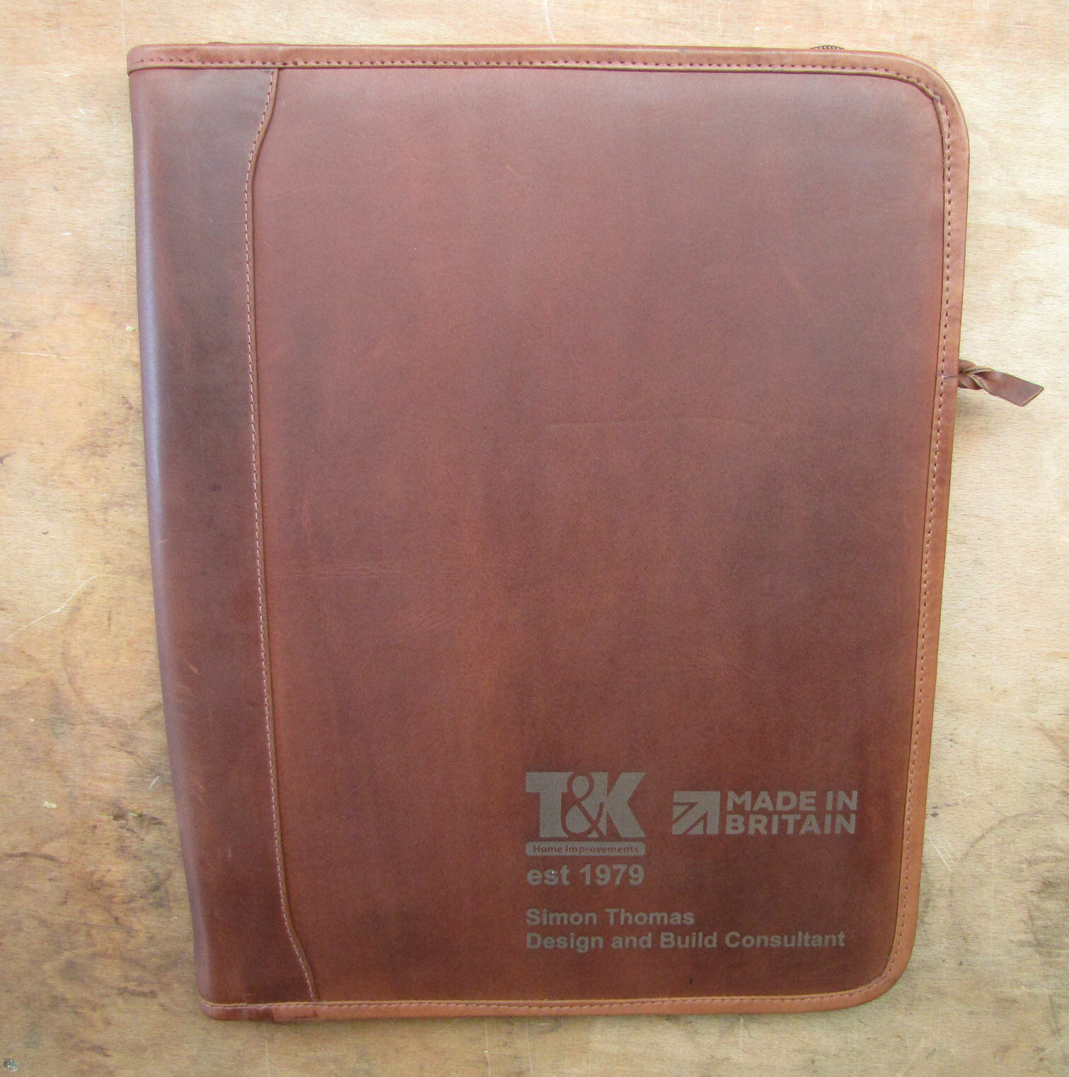 A4 Brown leather document wallet folder option to personalise H0100 ...