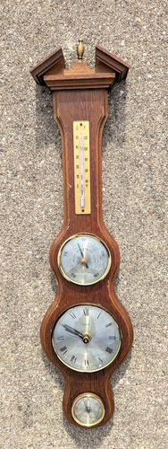 Vtg German Banjo Type Weather Station, Barometer, Thermometer ...