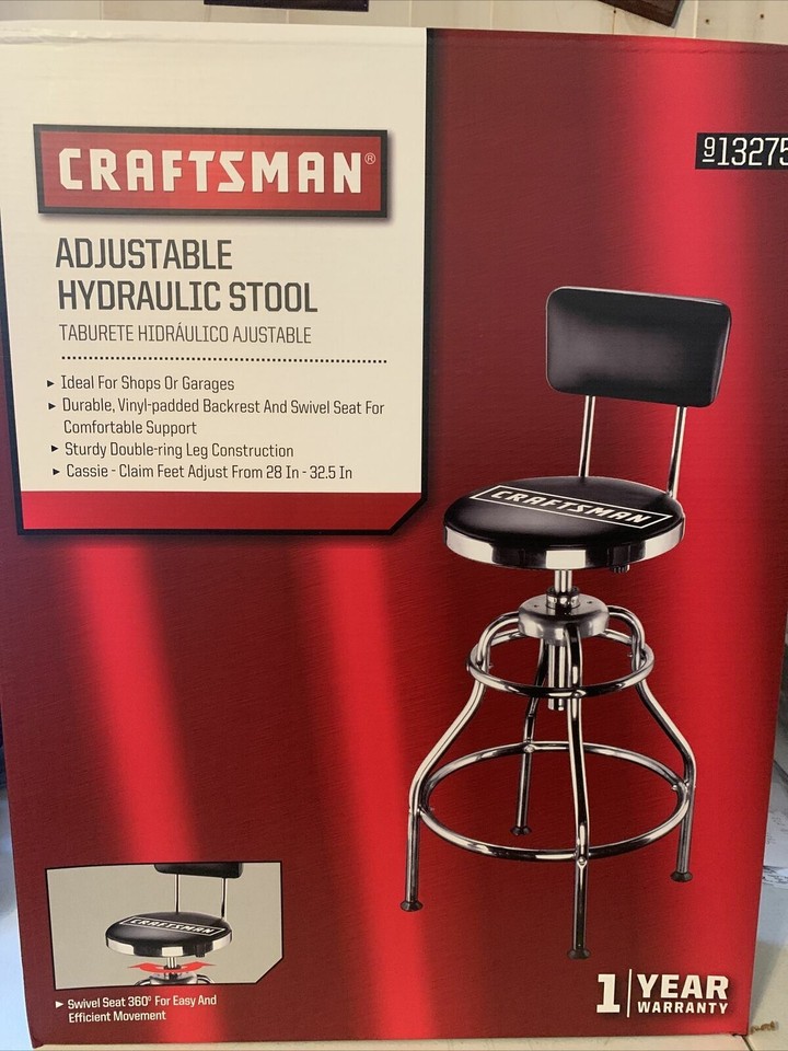 CRAFTSMAN Adjustable Hydraulic Shop Stool – Brand New Heavy-Duty Garage ...