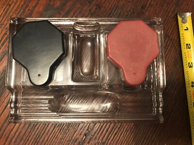 Antique Defiance MFG. Co Glass Double Inkwell with Red and Black ...