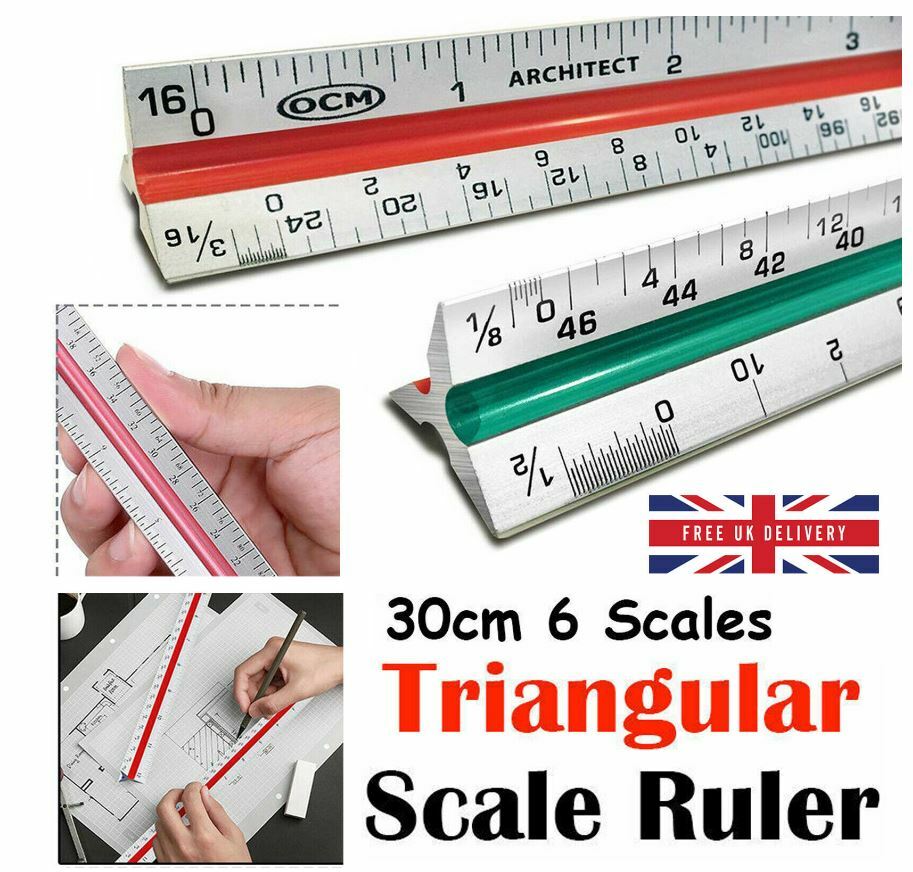 Triangular Scale Ruler 30CM 6 Scales Metric For Professional Engineer ...