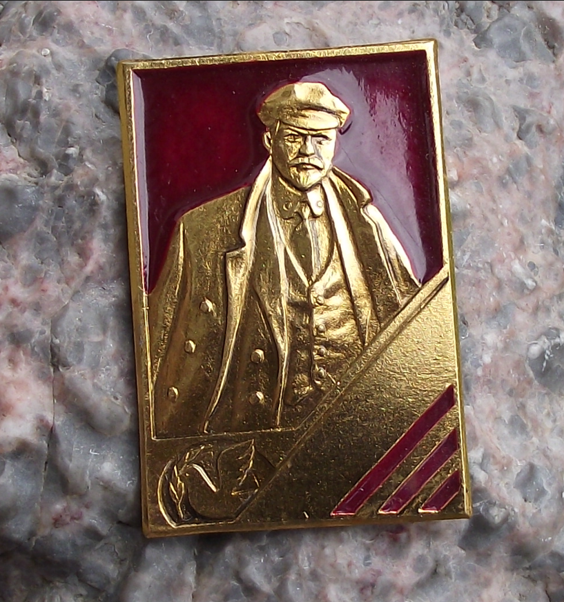 Vintage Vladimir Lenin Wearing Flat Cap Soviet Union Dove of Peace Pin ...