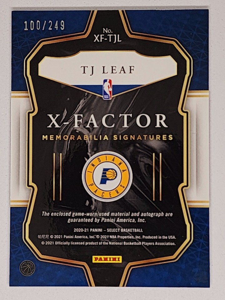 2020-21 Select TJ Leaf Pacers X-Factor Game Worn Patch Auto /249 | eBay