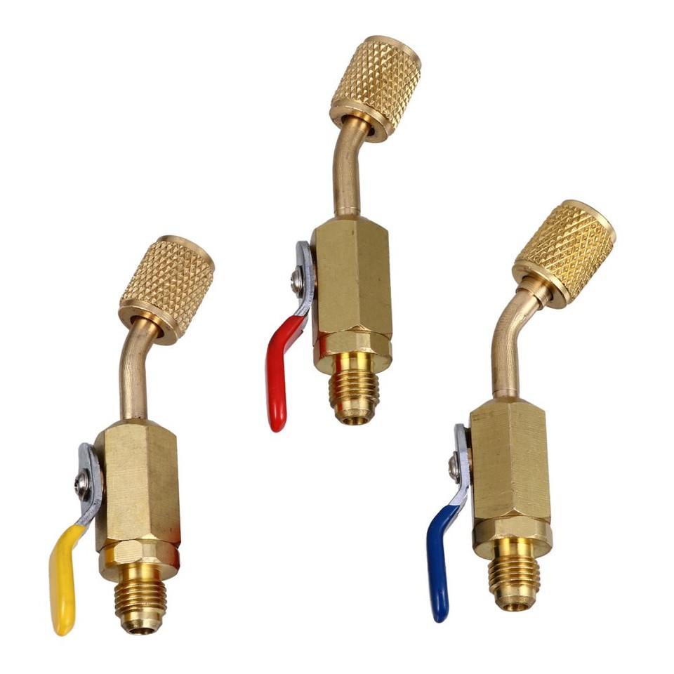 3 Pcs Vacuum Pump Valve Air Conditioning Angled Ball Adapters | eBay ...