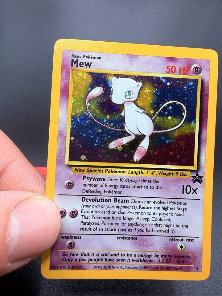Mew #9 Holo WOTC Black Star Promo Moderately Played (MP) Pokemon League ...