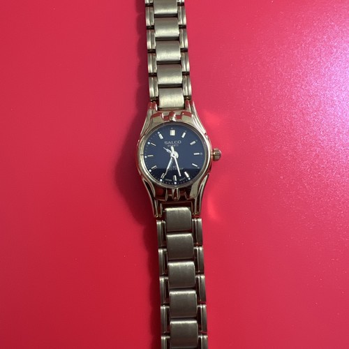 Salco Quartz Watch For Women – Gold-Tone Bracelet & Black Dial ...